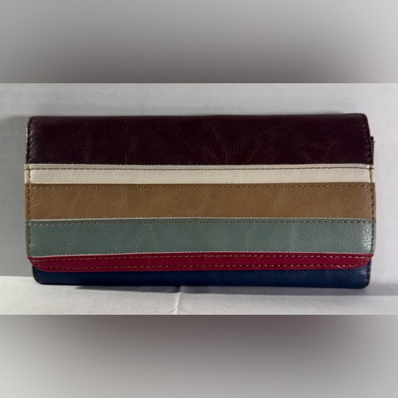 Relic | Bags | Relic Trifold Long Wallet Fossil Stripped Leather Zipper ...